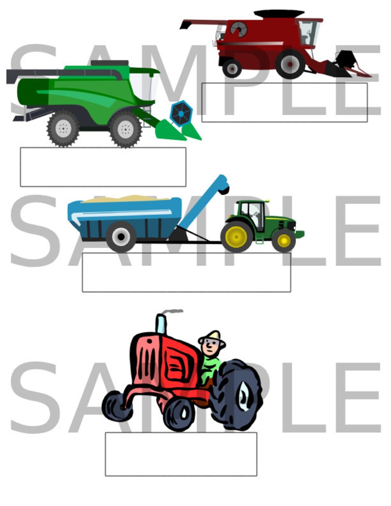 TRACTORS Paper Craft-instant DOWNLOAD-8 1/2 X 11-craft for Kids-10 Cut ...
