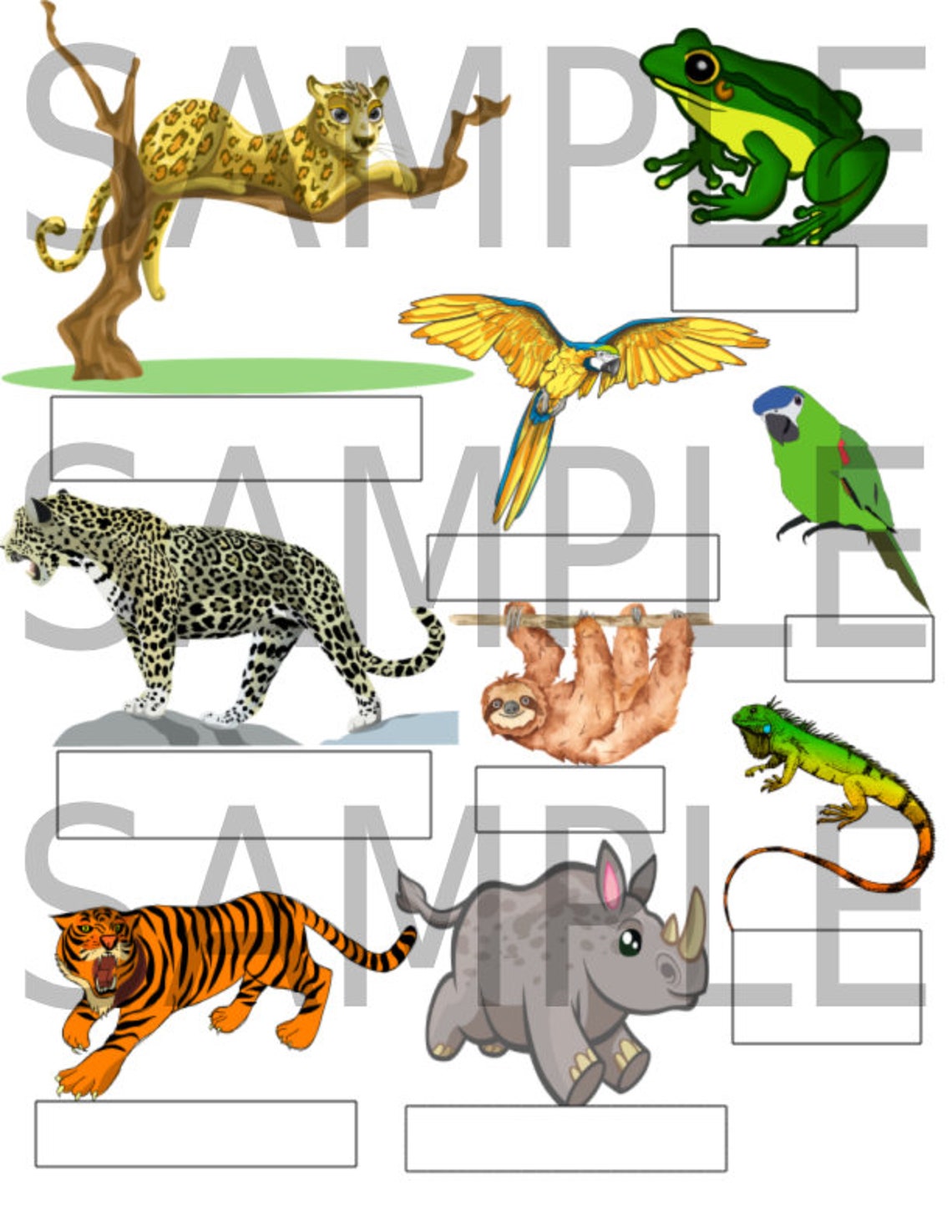 Jungle Animals Paper Craft-instant DOWNLOAD-8 1/2 X 11-craft for Kids ...