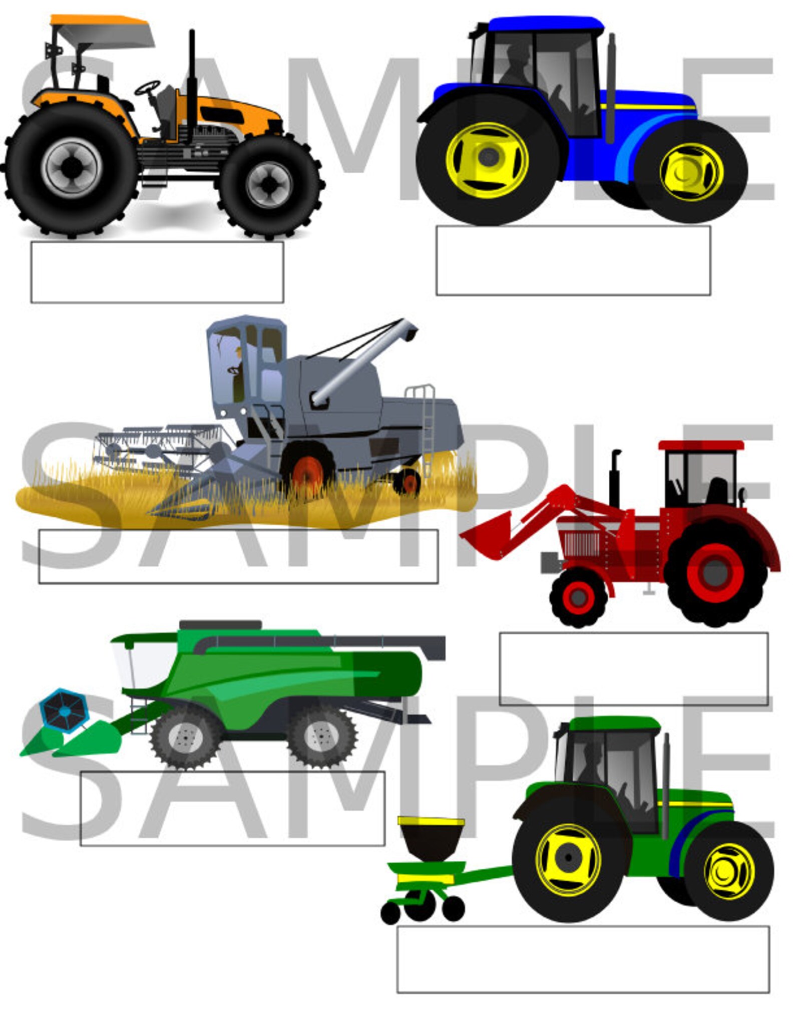 TRACTORS Paper Craft-instant DOWNLOAD-8 1/2 X 11-craft for Kids-10 Cut ...