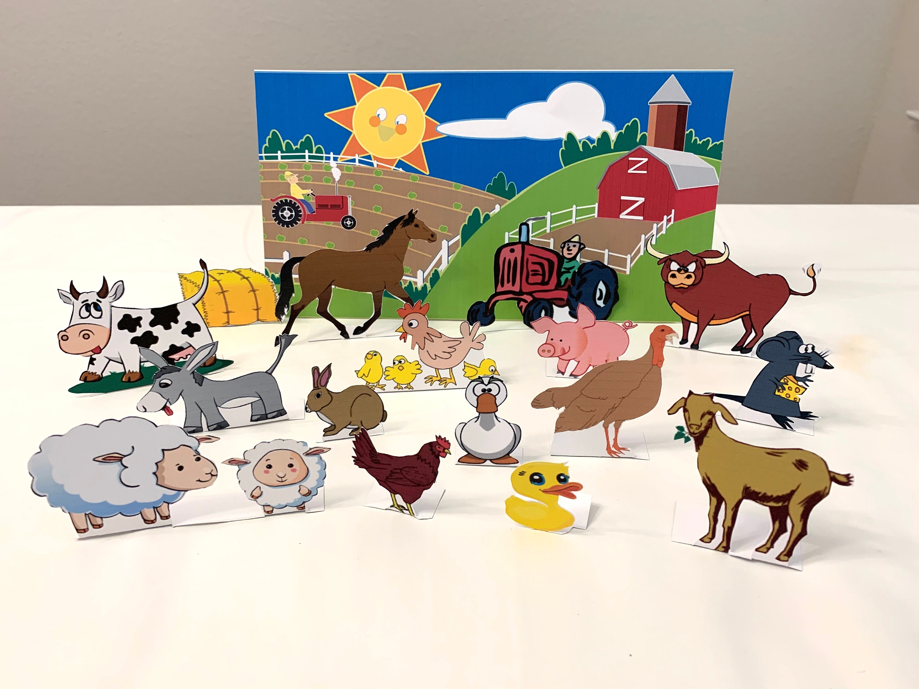 Farm Animals Paper Craft-instant DOWNLOAD-8 1/2 X 11-craft for Kids-16 ...