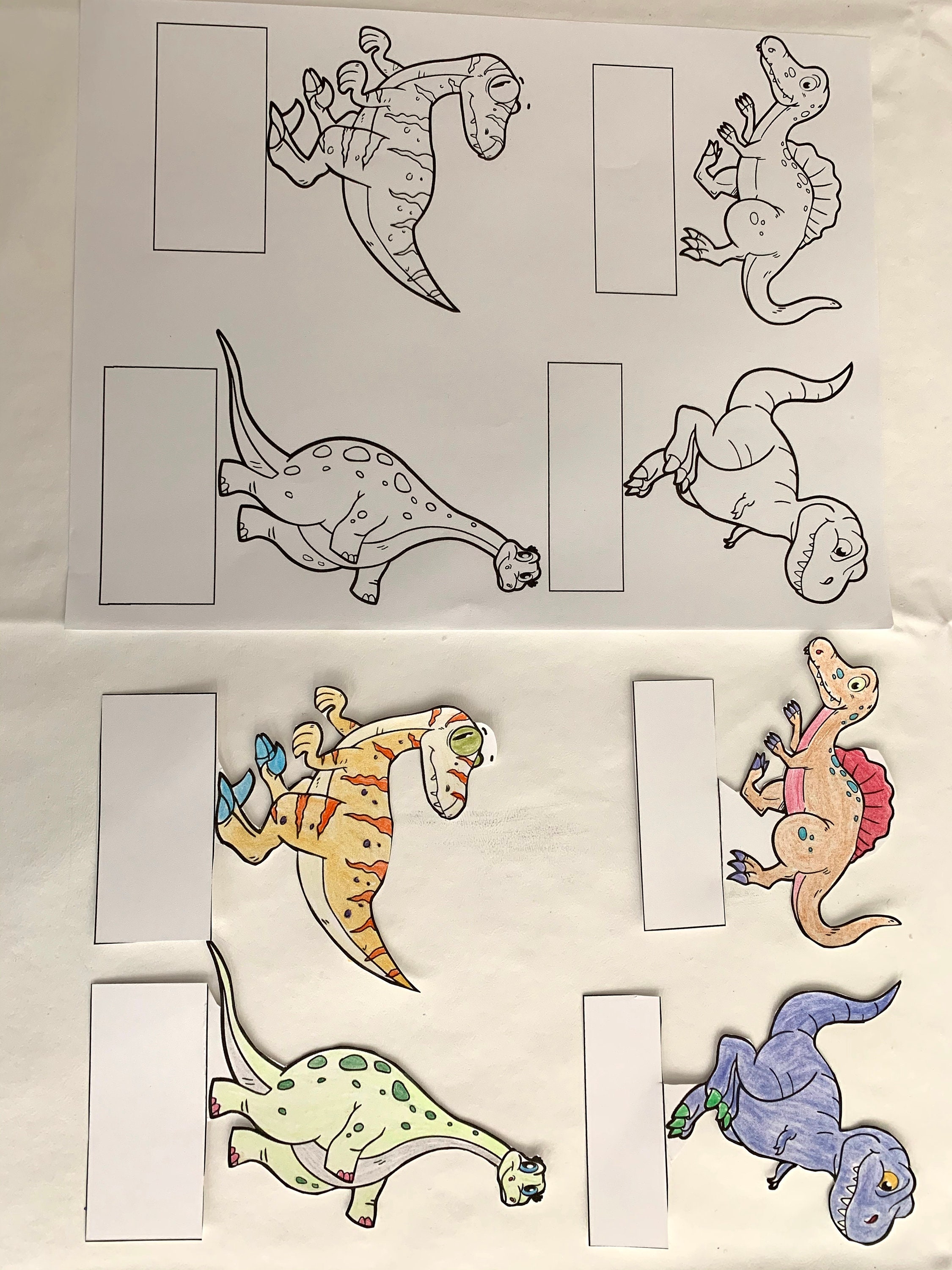 Dinosaurs Coloring Paper Craft-instant DOWNLOAD-8 1/2 X 11-12 Dinosaur ...