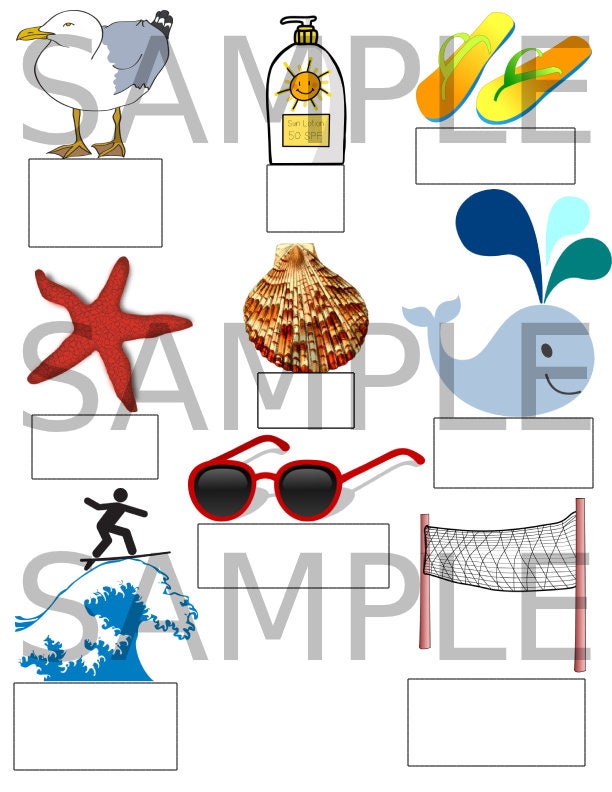 BEACH!- Paper Craft-instant DOWNLOAD-8 1/2 X 11-craft for Kids-19 Cut ...