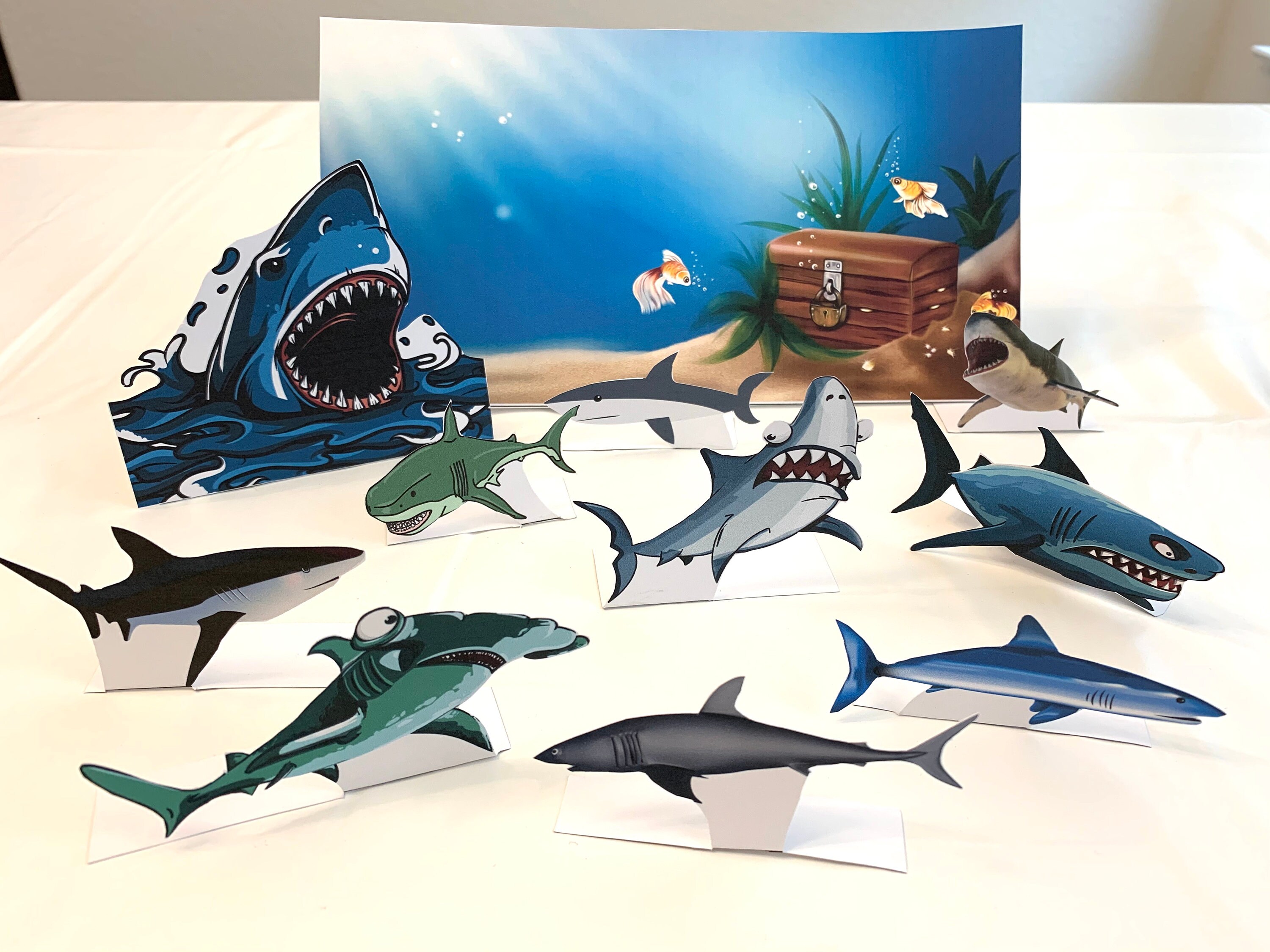 SHARKS!- Paper Craft-instant DOWNLOAD-8 1/2 X 11-craft for Kids-10 Cut ...