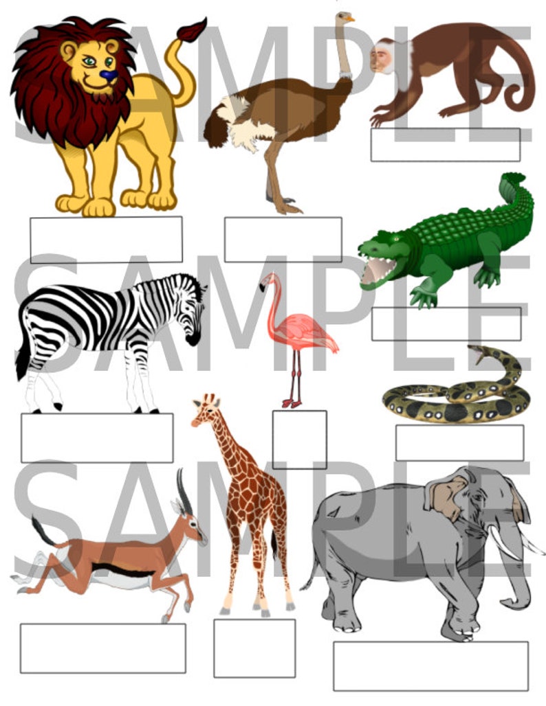 Jungle Animals Paper Craft-instant DOWNLOAD-8 1/2 X 11-craft for Kids ...