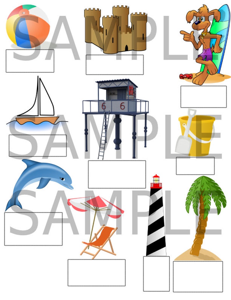 BEACH!- Paper Craft-instant DOWNLOAD-8 1/2 X 11-craft for Kids-19 Cut ...