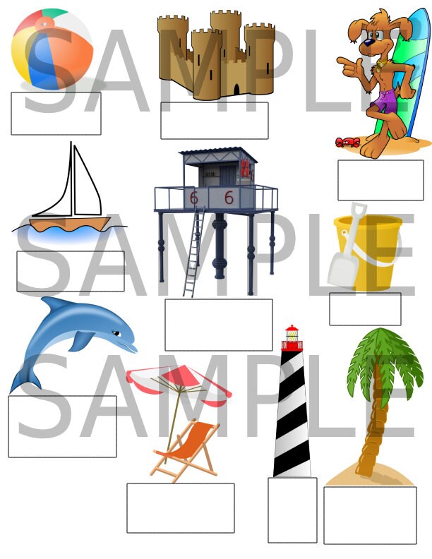 BEACH!- Paper Craft-instant DOWNLOAD-8 1/2 X 11-craft for Kids-19 Cut ...