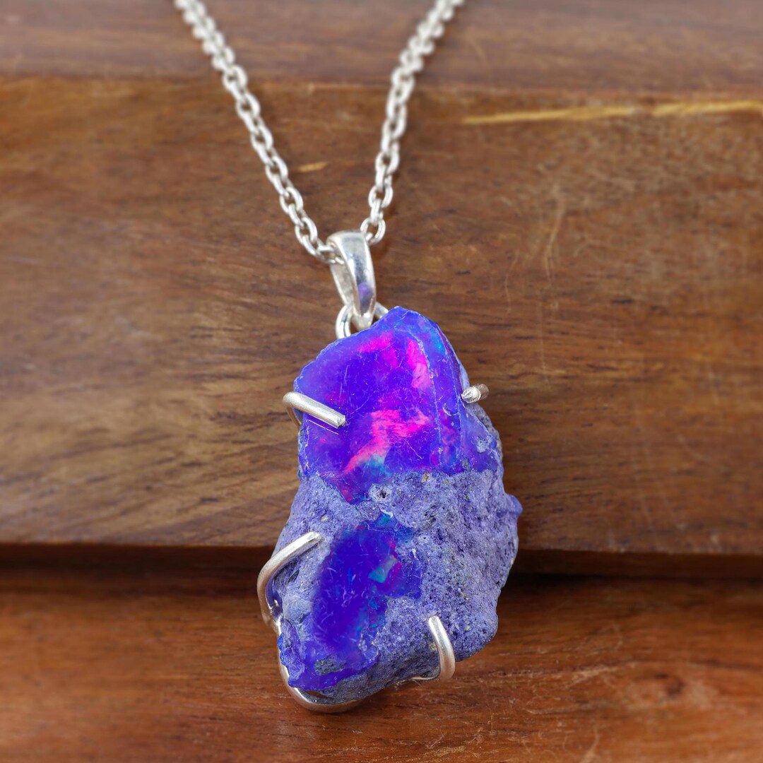 Rough Lavender Fire Opal Pendant, Vintage Fire Opal Pendant Chain ...