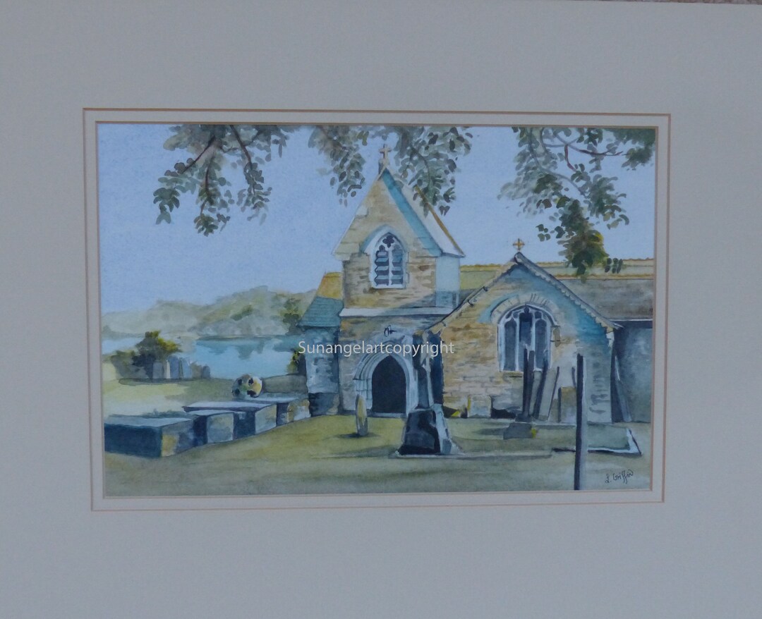 Cornish Print of St. Michael's Church Porthilly Near Rock Cornwall. A ...