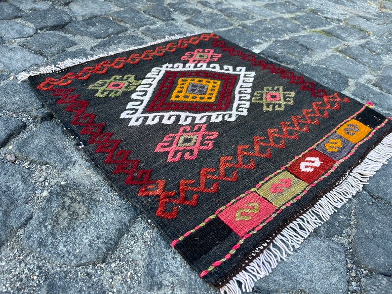 Alfombra Kilim pequeña de 1,4 x 1,5 pies, alfombra turca, alfombra de ...