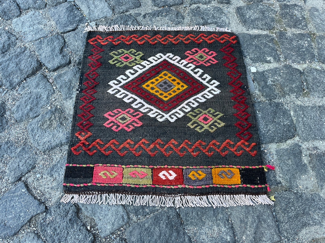 Alfombra Kilim pequeña de 1,4 x 1,5 pies, alfombra turca, alfombra de ...