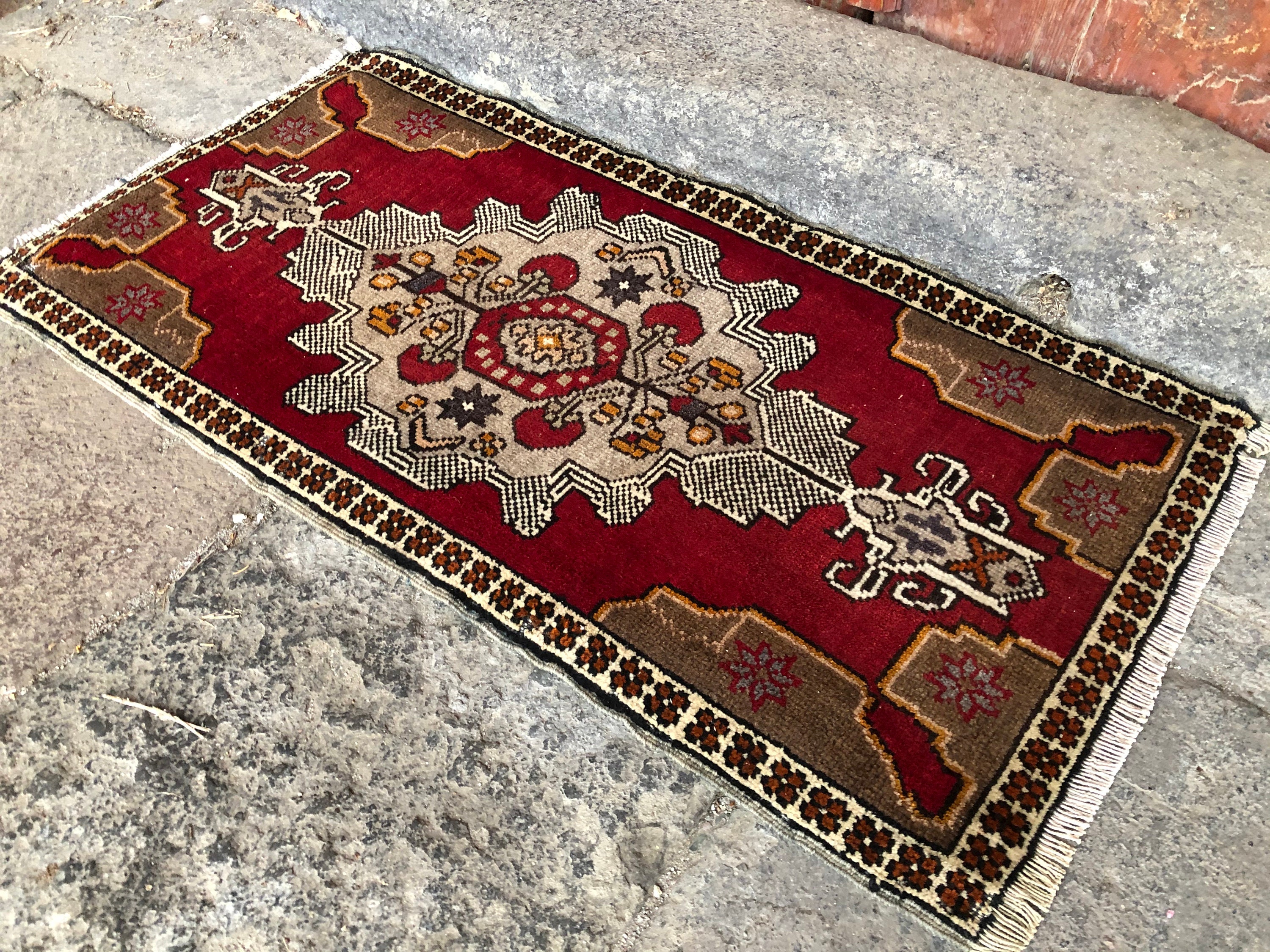 1.6x3.2 ft Turkish Small Rug Bath Rug Kitchen Rug Handmade | Etsy