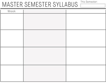 3-class Plain Master Semester Syllabus (printable, Fillable) - Etsy
