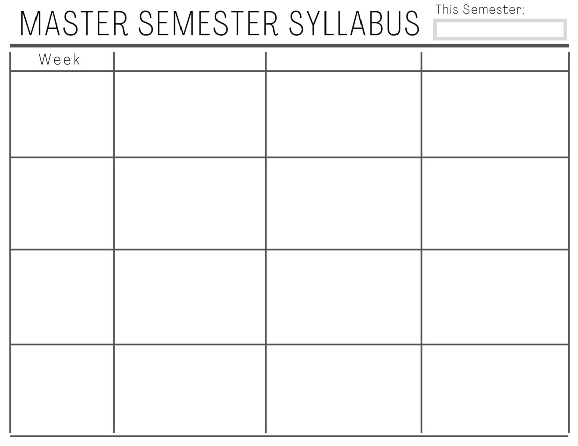 3-class Plain Master Semester Syllabus (printable, Fillable) - Etsy