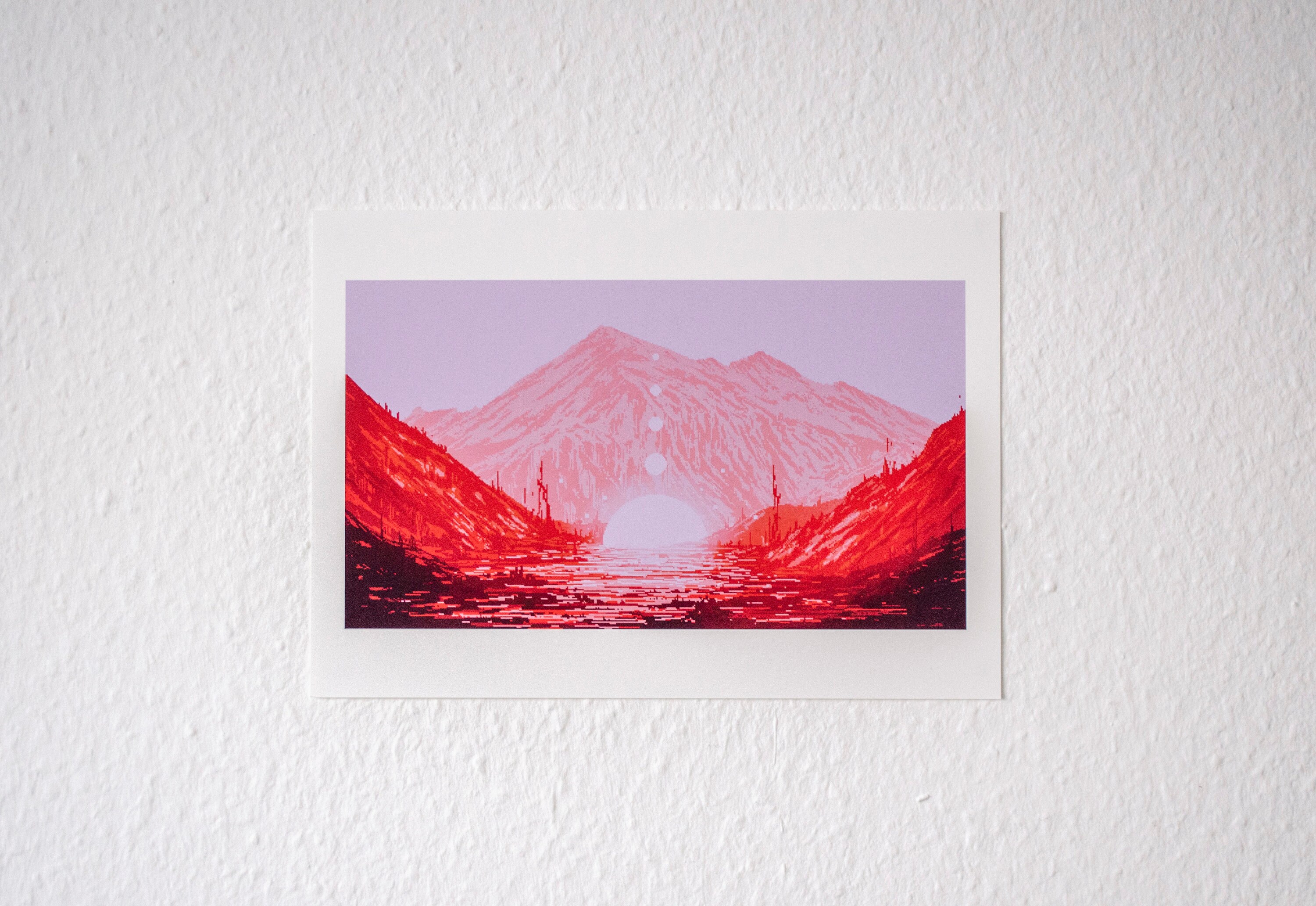 Red Pixel Art Landscape Din A4 Art Print | Etsy