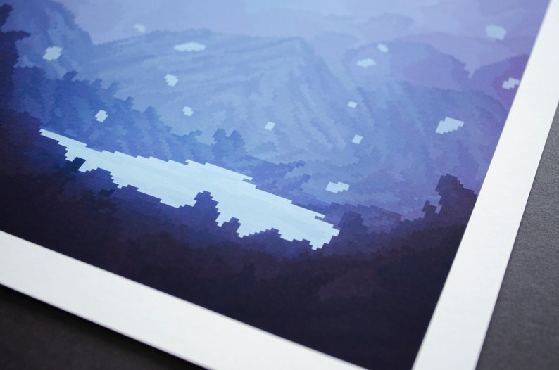 Pixel Art Landscape nachtland Din A4 Art Print - Etsy