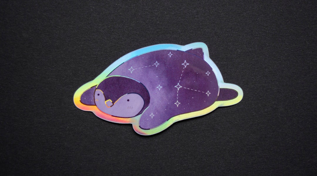 Astro Penguin Holographic Sticker - Etsy