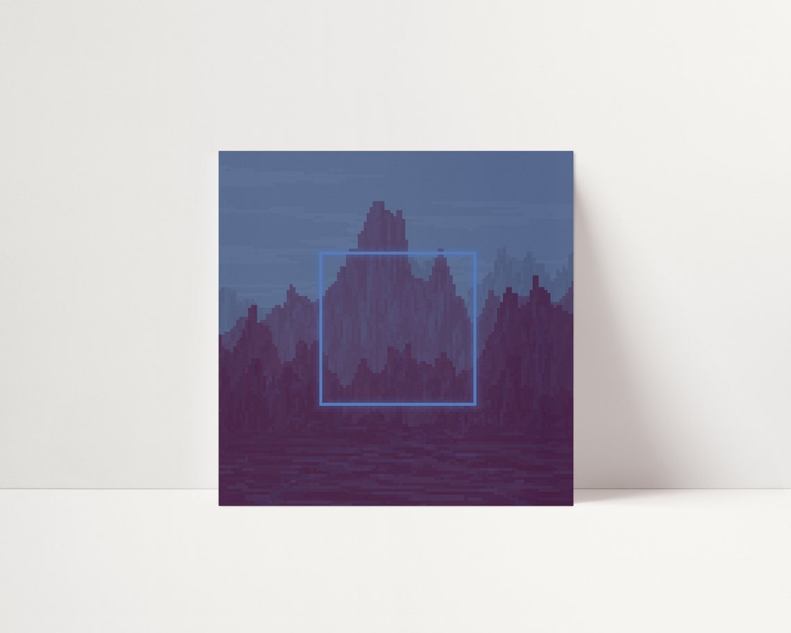 Neon Square Pixel Art Square Art Print - Etsy