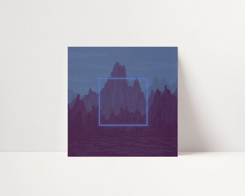 Neon Square Pixel Art Square Art Print - Etsy