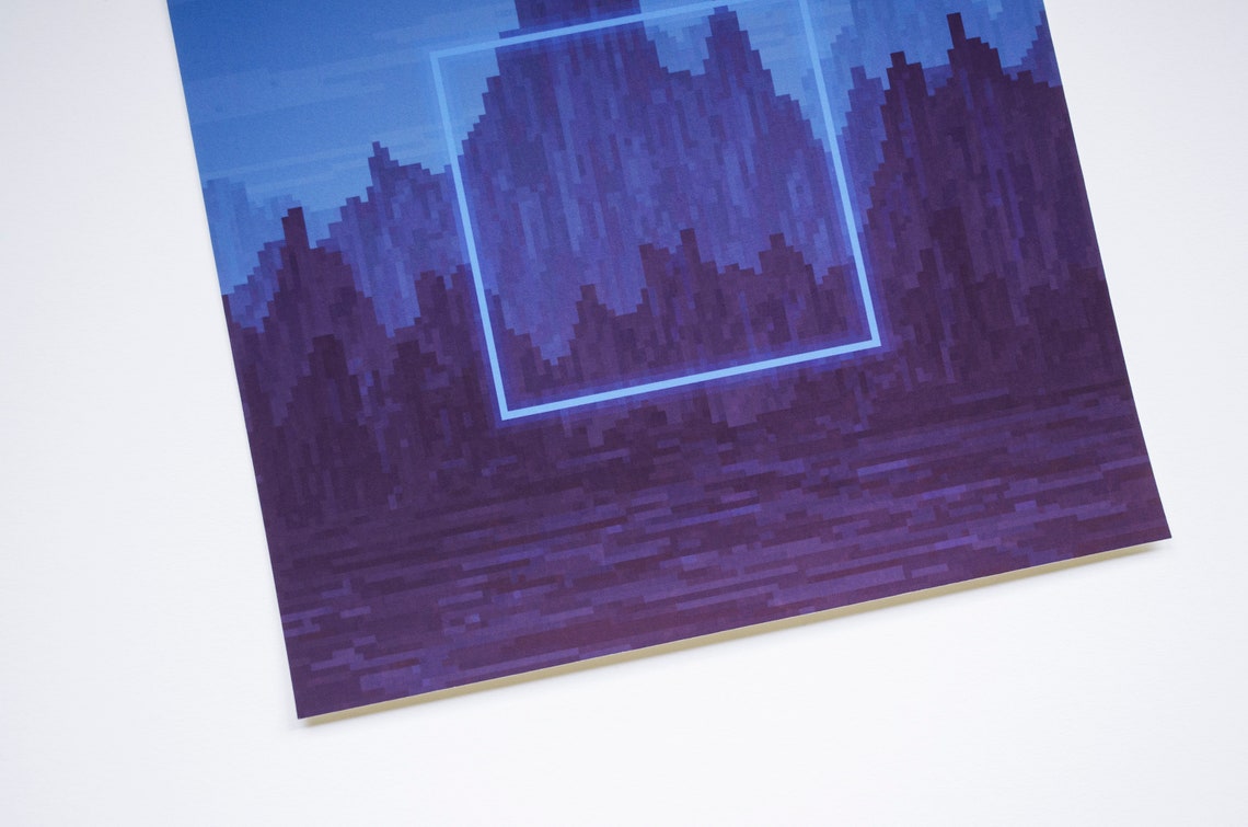 Neon Square Pixel Art Square Art Print - Etsy