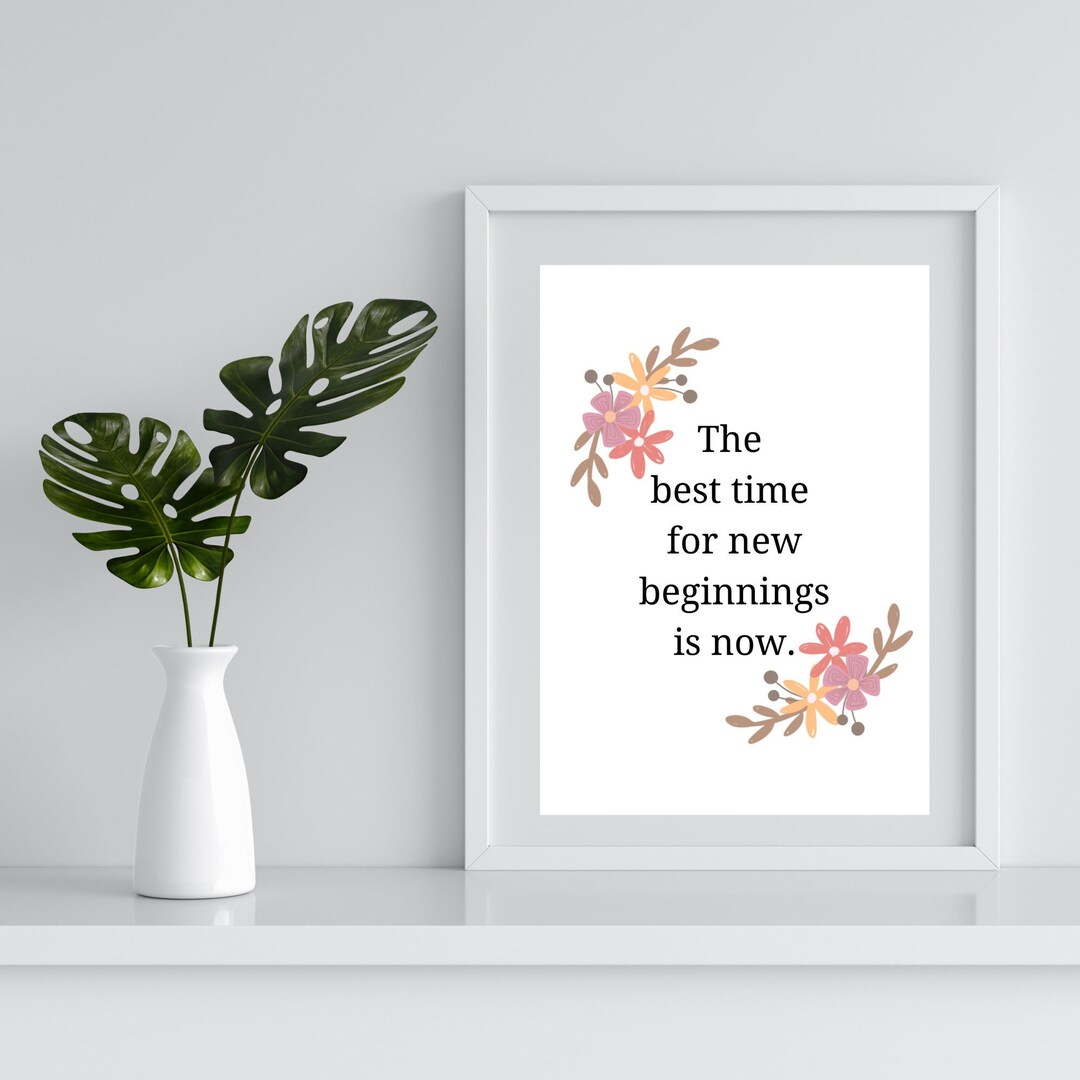 Inspirational Quote Wall Art | "new Beginnings" Motivational Digital ...