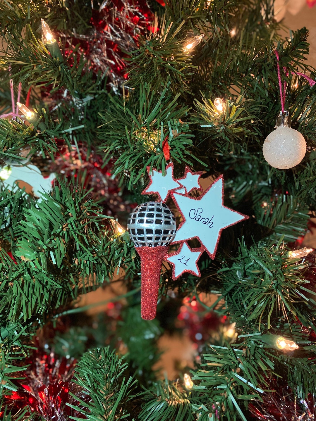 Singer Microphone Ornaments, Personalized Ceramic Christmas Ornaments ...