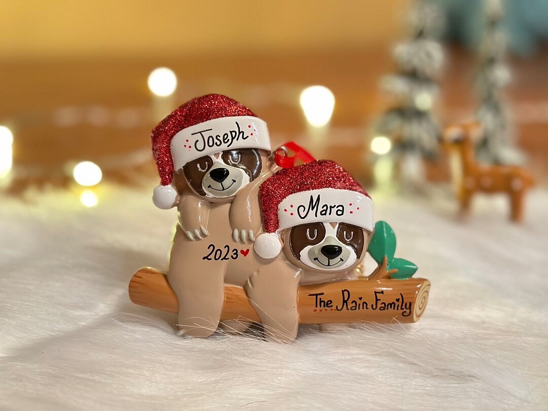 Sloth Family of 2,3,4,5 Personalized Christmas Ornament, Sloth Family ...