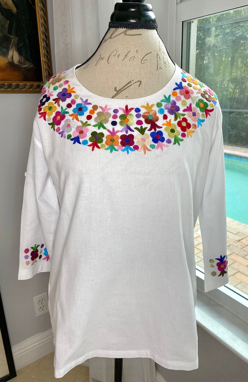 Zuleta Embroidered Blouse. Made in Ecuador 100% Cotton - Etsy