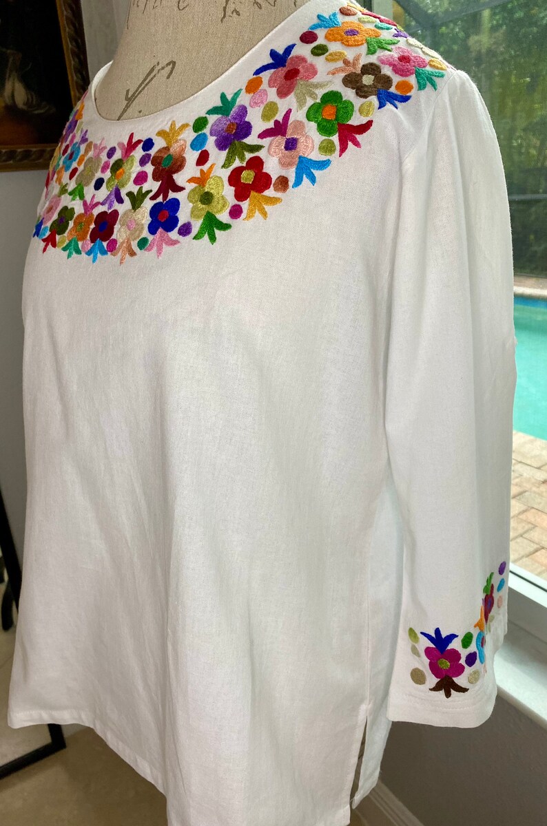 Zuleta Embroidered Blouse. Made in Ecuador 100% Cotton - Etsy