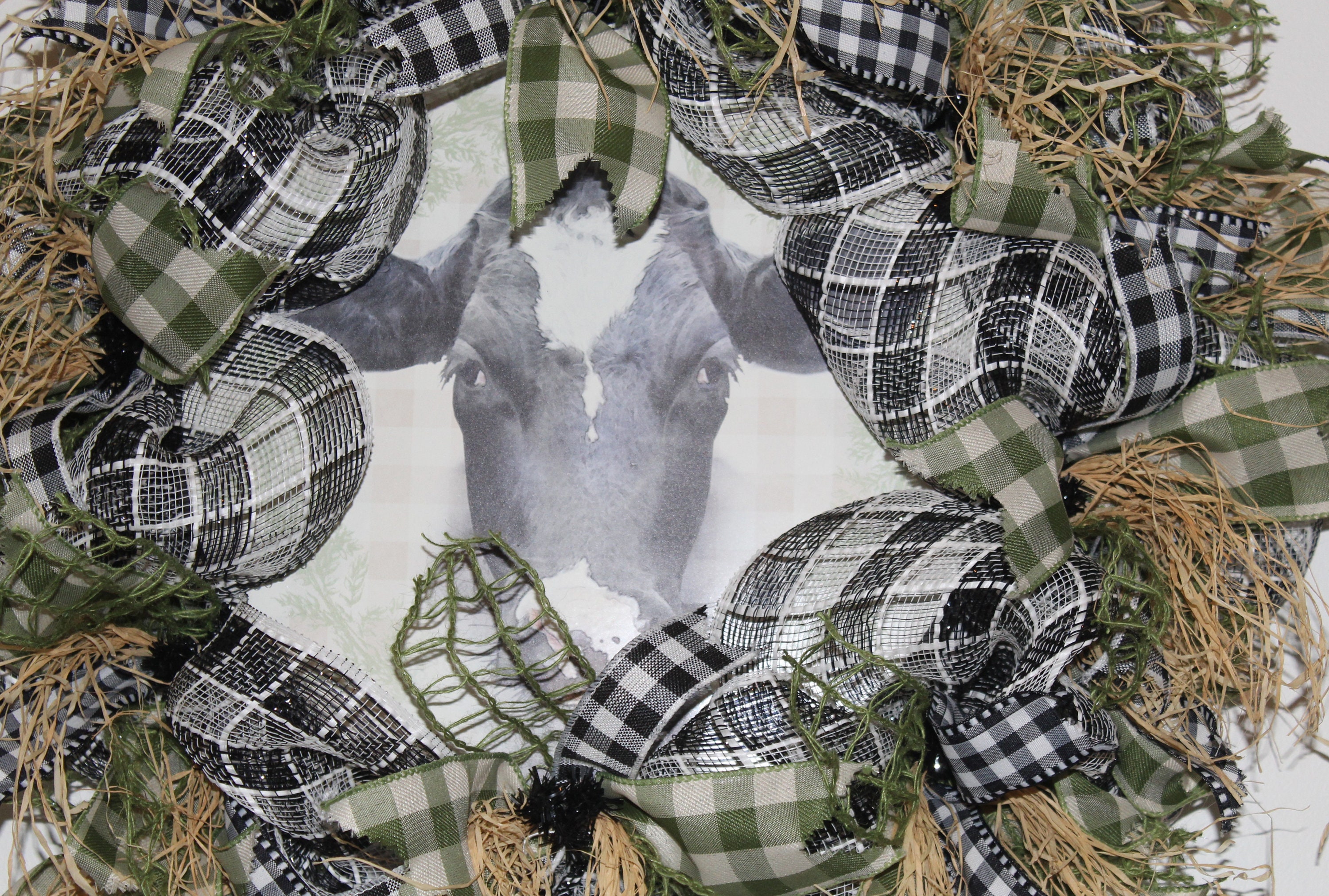 Cow Face Deco Mesh Wreath for Your Any Door or Wall in Your Home for ...