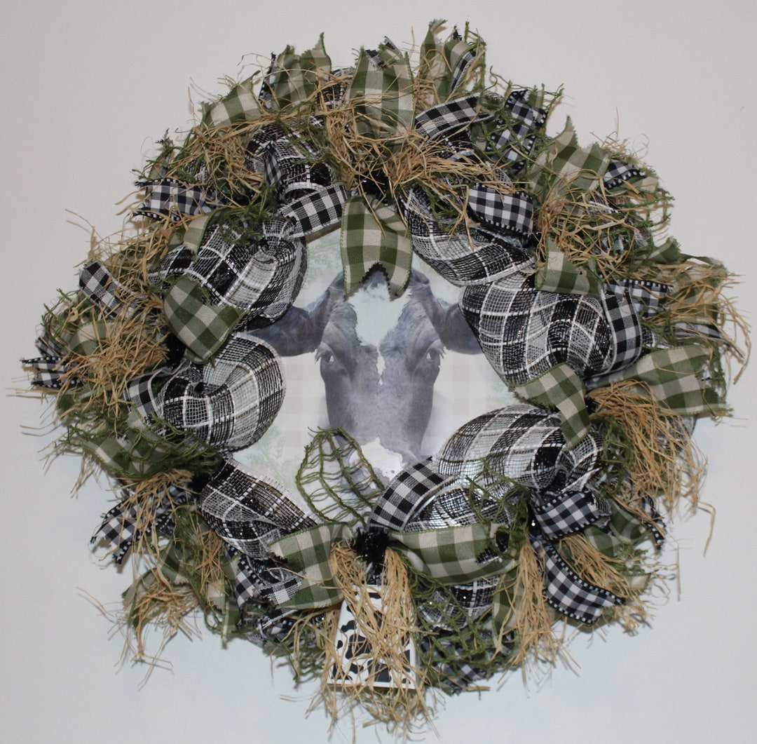 Cow Face Deco Mesh Wreath for Your Any Door or Wall in Your Home for ...