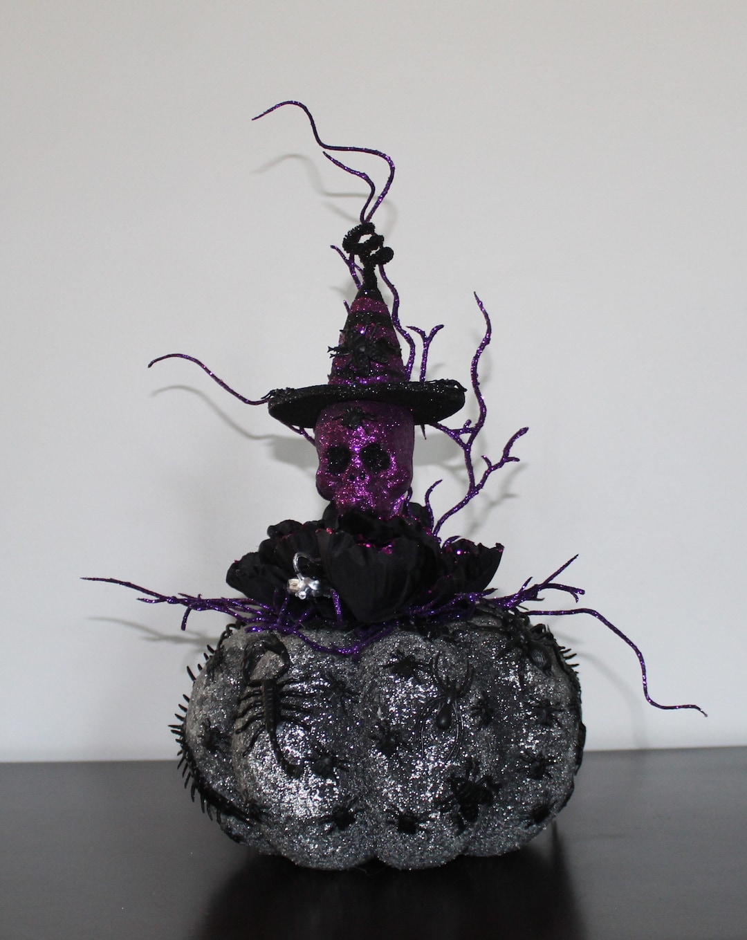 Creepy Crawley Black and Silver Pumpkin - Etsy