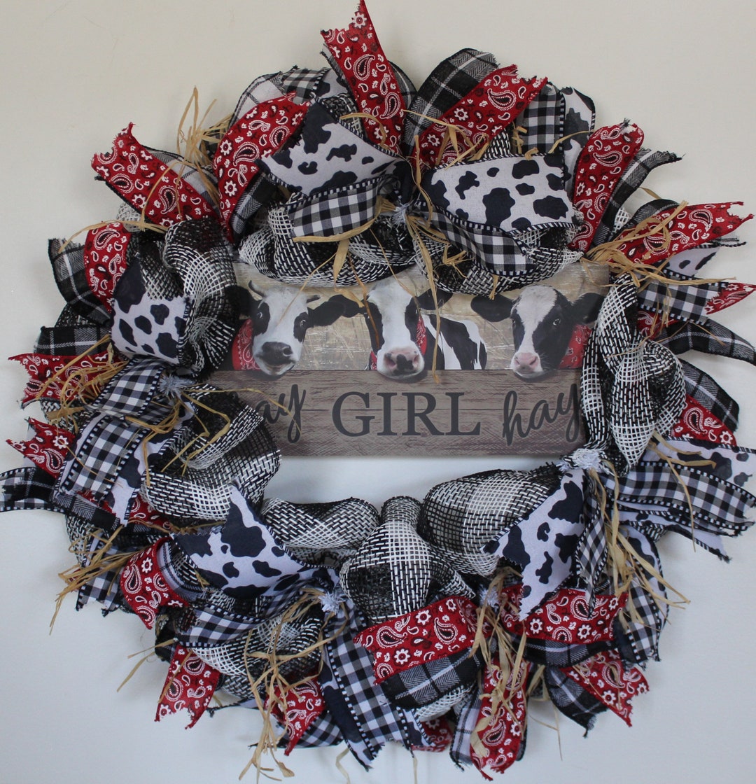 Buffalo Plaid Cow Wreath: Farmhouse Country Decor - Etsy
