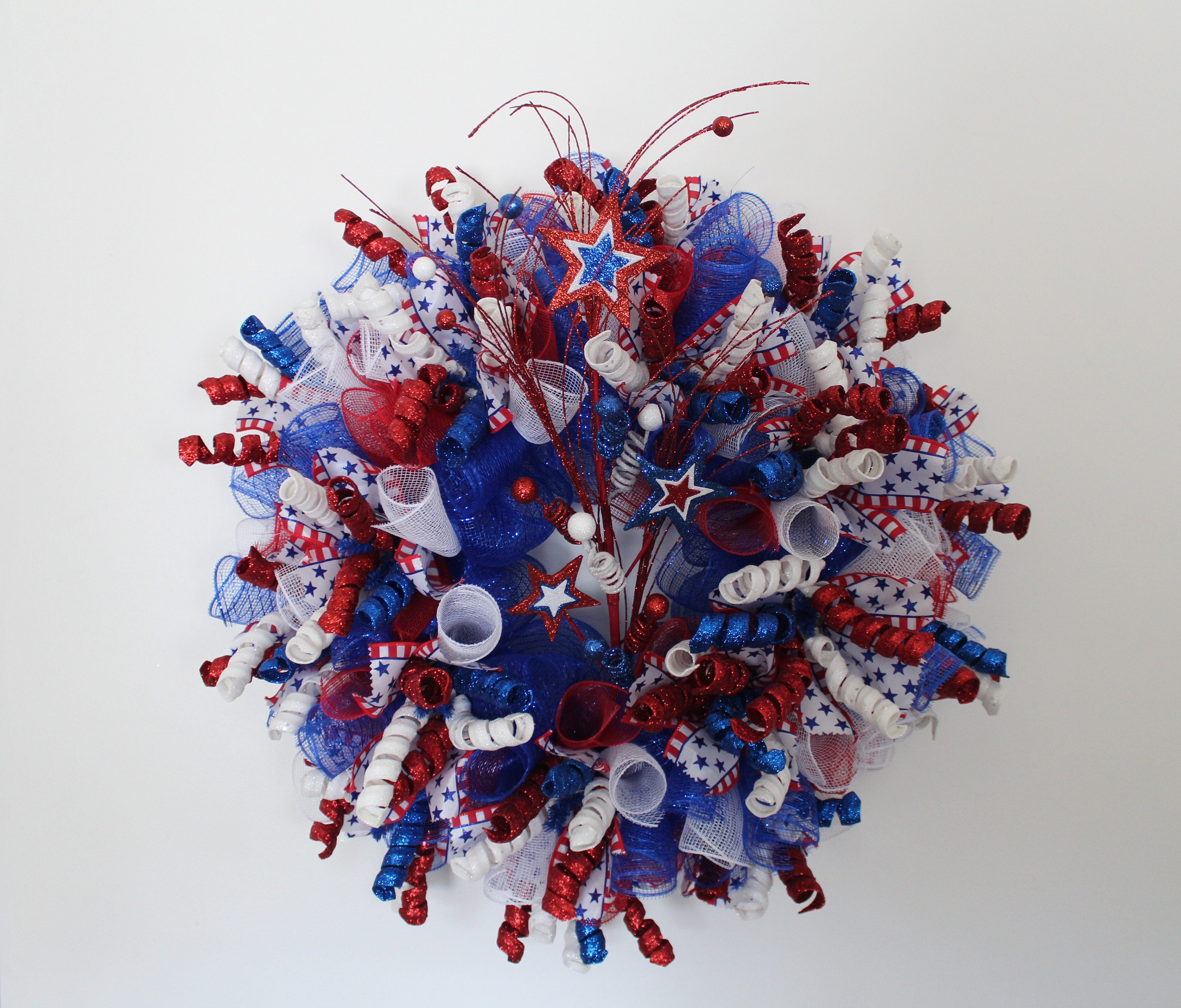Red, White & Royal Blue Deco Mesh Wreath - Etsy