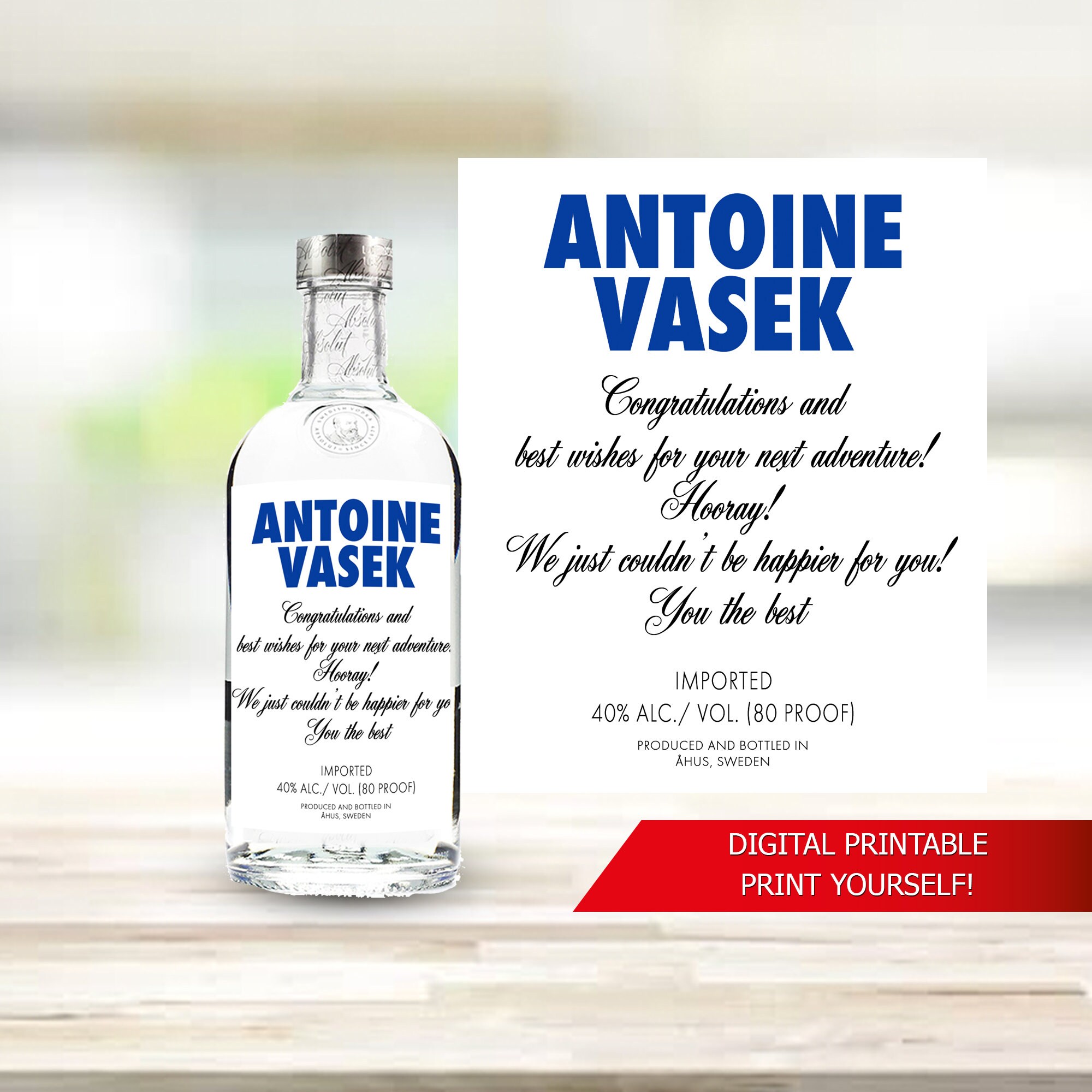 Personalized Custom Vodka Label for Gift, Birthday, Celebration ...