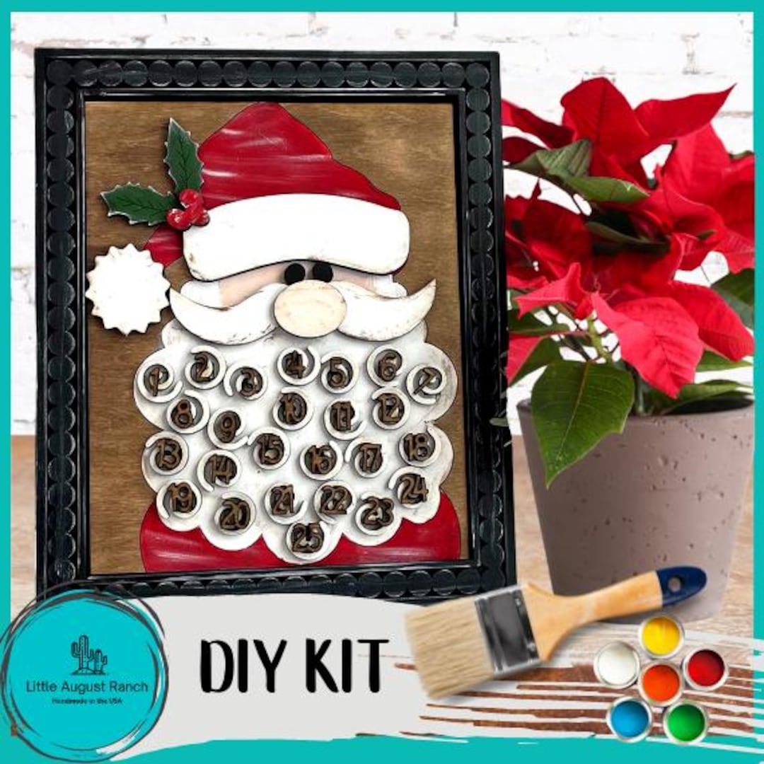 Santa Christmas Countdown Calendar DIY Wood Kit- DIY Wood Blank for ...