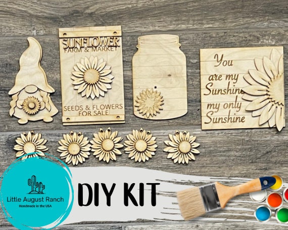 Sunflower Gnome Tiered Tray Decor Bundle DIY Floral Tiered - Etsy