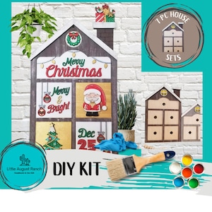 Santa Merry Christmas Inserts for House Frames Interchangeable 7 Piece ...