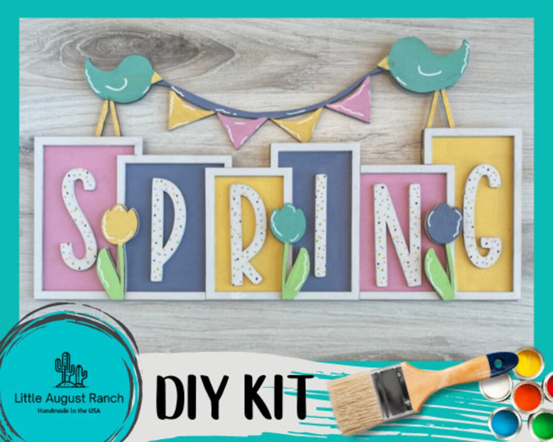 Spring Boxed Word DIY Wood Craft Kit - Etsy