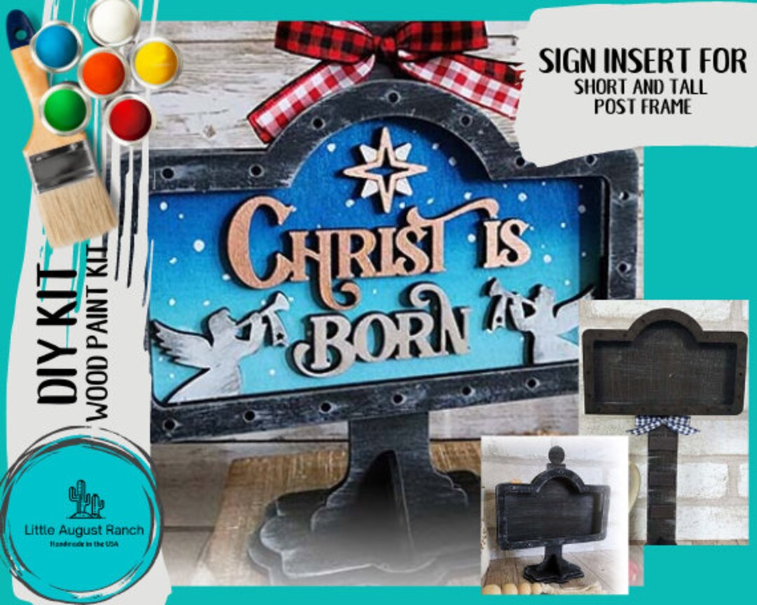 Christ is Born DIY Interchangeable Sign - Drop in Frame - Wood Kit - Etsy