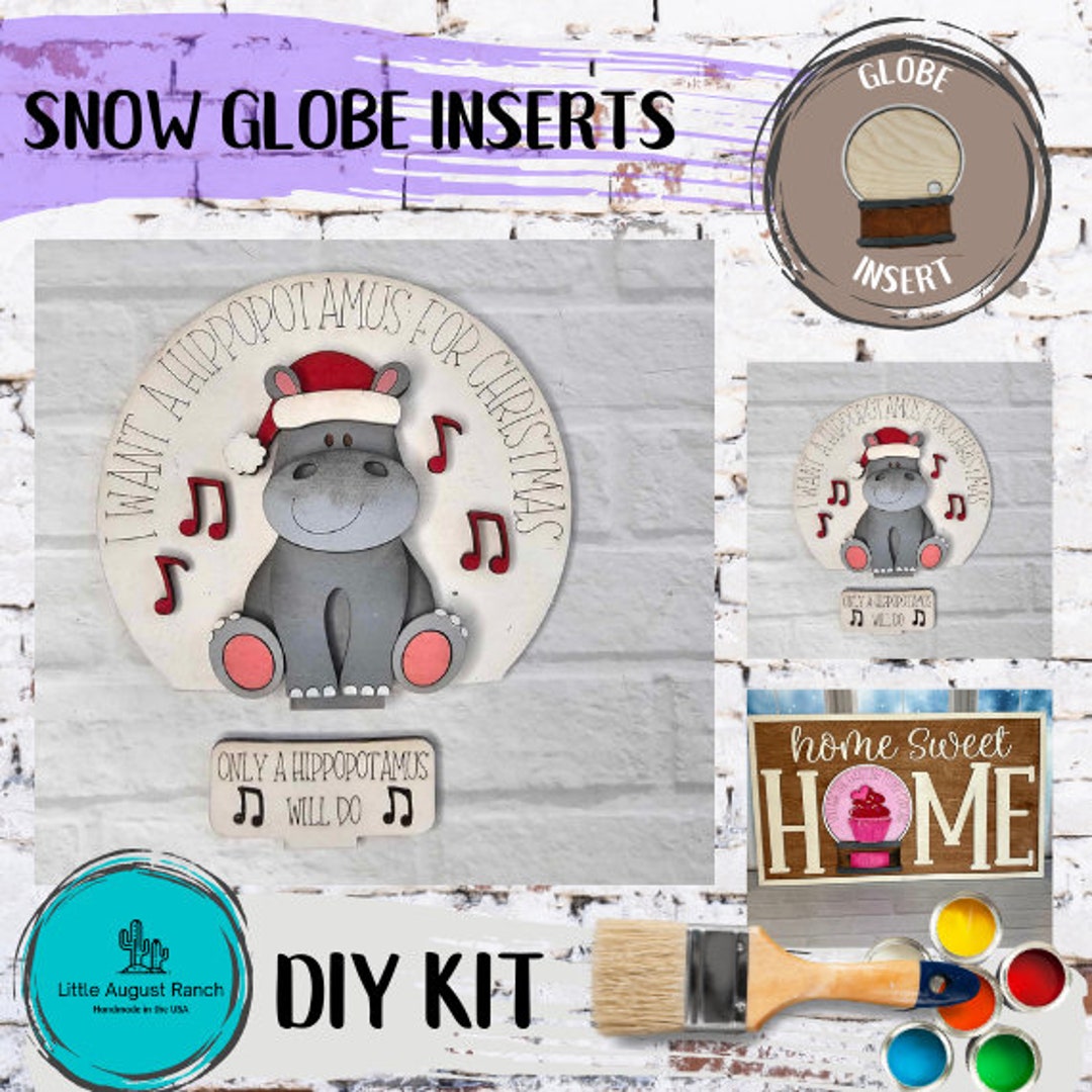 Hippo for Christmas Insert for Snow Globe DIY Interchangeable Decor ...