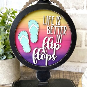 Flip Flops DIY Tabletop Round Sign Holder - Wood Blanks for Painting ...