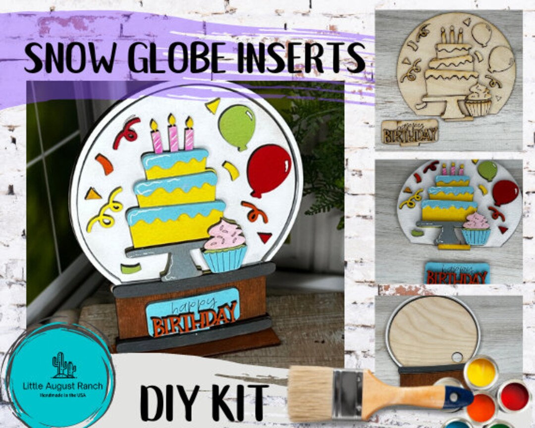 Birthday Insert for Snow Globe DIY Interchangeable Decor Inserts - Wood ...