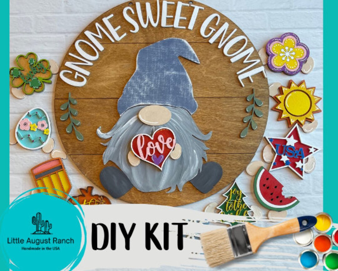 Gnome Sweet Gnome Door Hanger - Interchangeable Door Hanger - DIY Craft ...