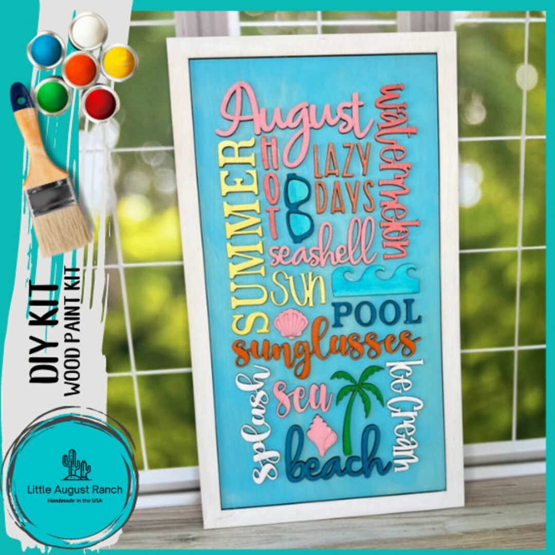 August Word Collage - DIY Wood Black Kit for Painting and Crafting - Etsy