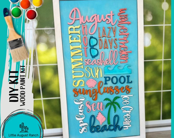 August Word Collage DIY Wood Black Kit for Painting and Crafting - Etsy
