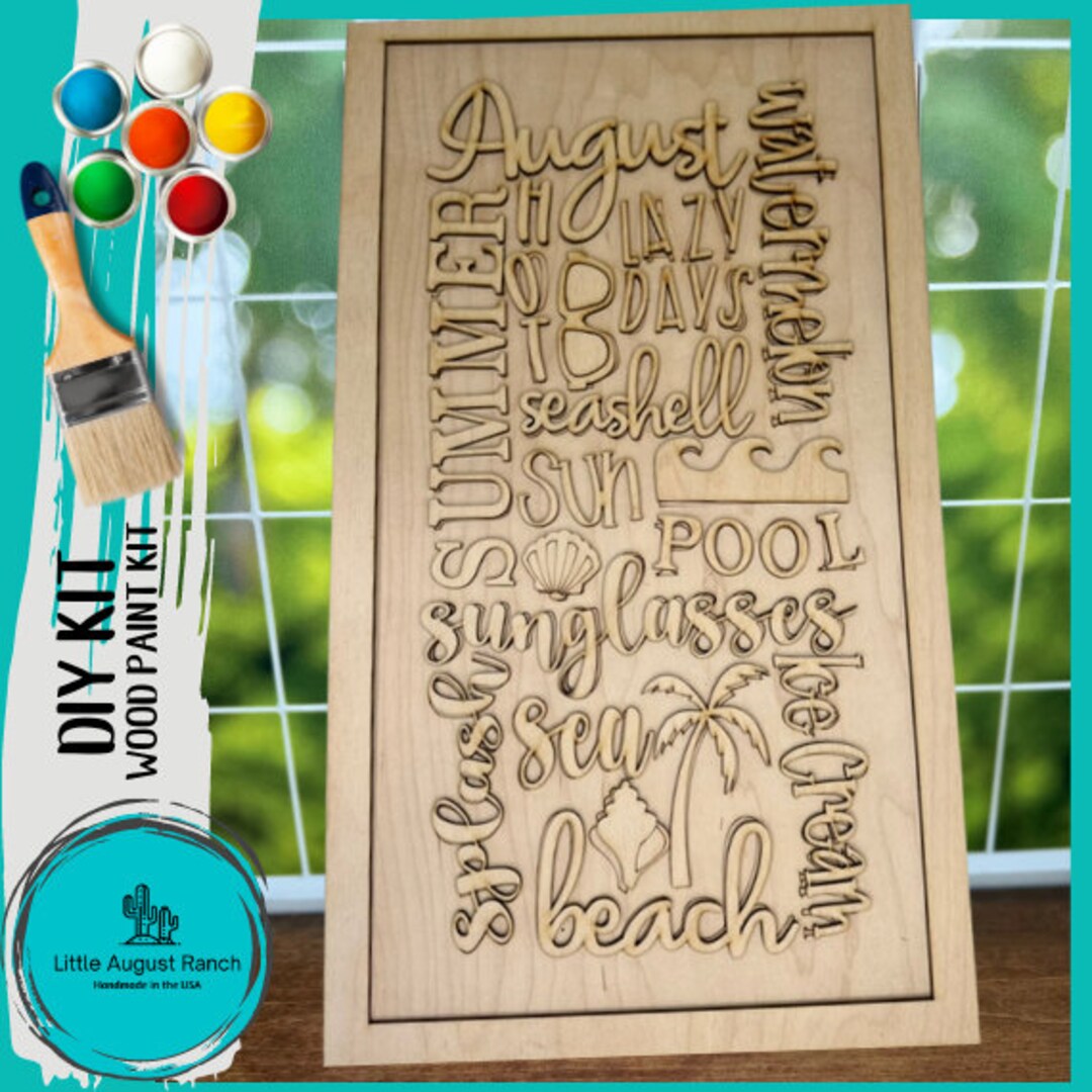 August Word Collage DIY Wood Black Kit for Painting and Crafting - Etsy