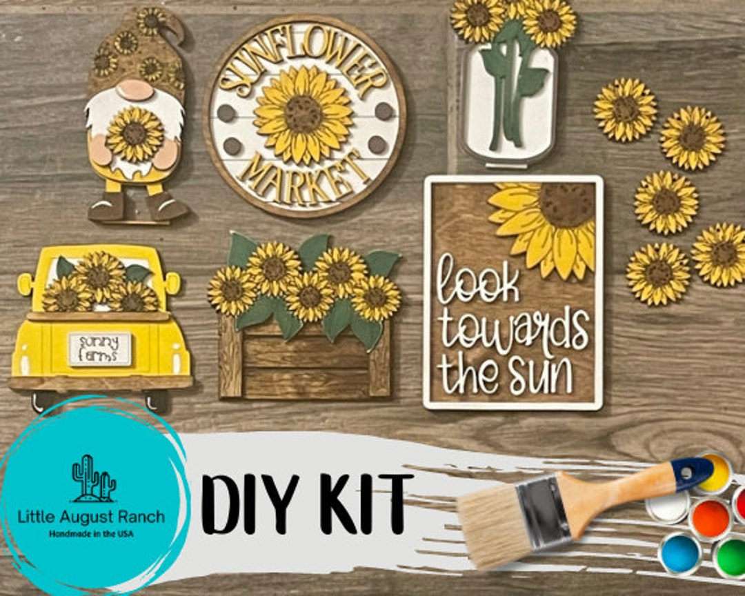 Sunflower Farms DIY Tiered Tray Bundle -sunflower Gnome Tiered Tray Kit ...