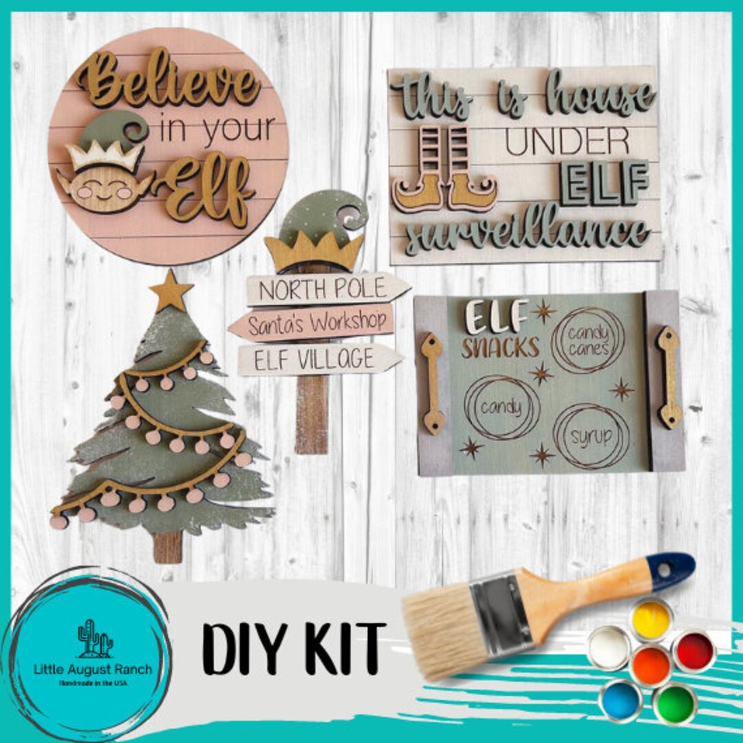 Christmas Elf Tiered Tray Decor Bundle DIY -wood Blanks to Paint and ...