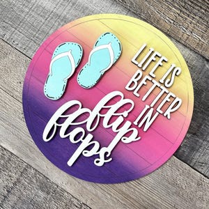 Flip Flops DIY Tabletop Round Sign Holder - Wood Blanks for Painting ...