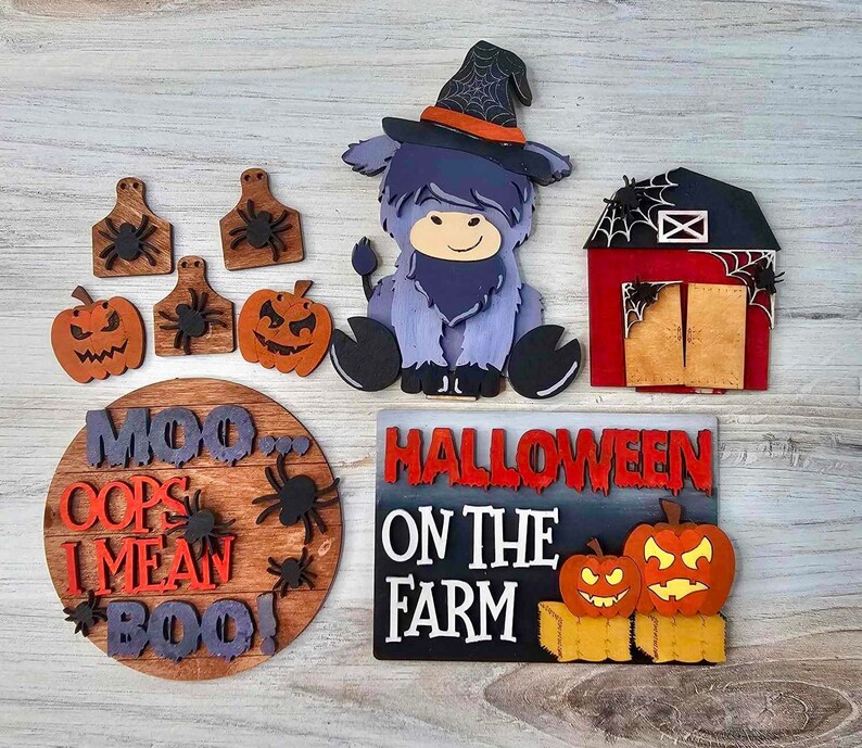 DIY Halloween Highland Cow Tiered Tray Paint Kit - Wood Blanks for ...